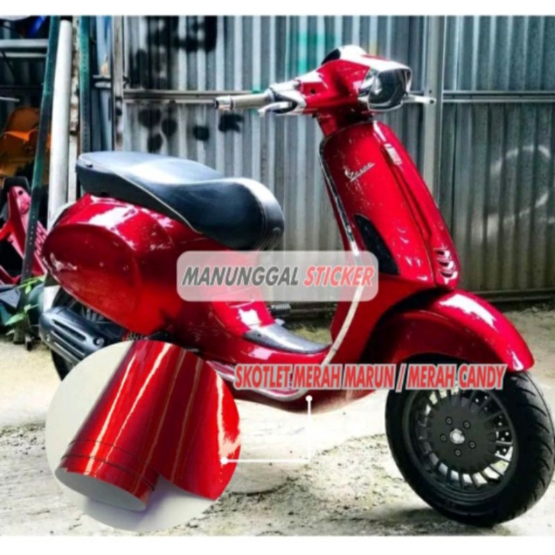 Jual sticker skotlet merah metalik candy cocok untuk body motor dan ...