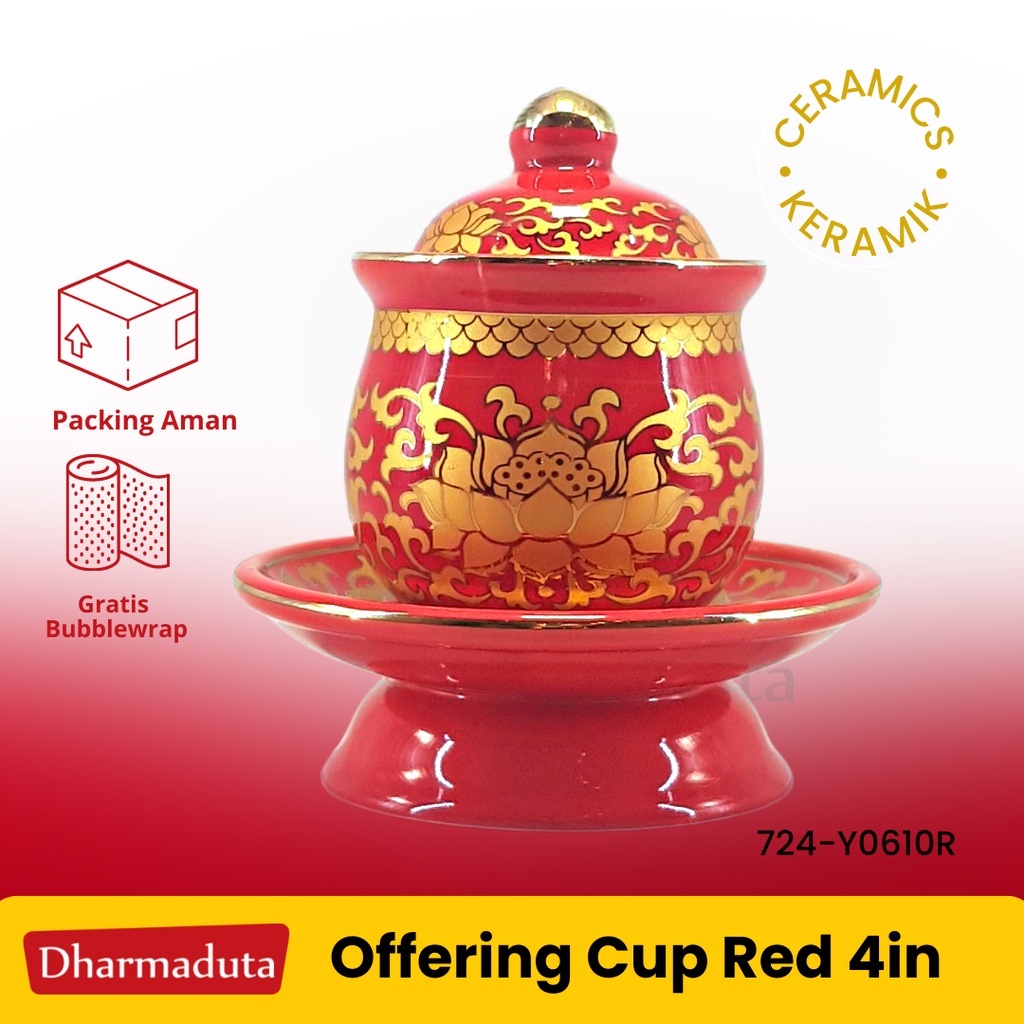 Jual Cangkir Gelas Persembahan Puja Altar Sembahyang Merah Red Keramik ...