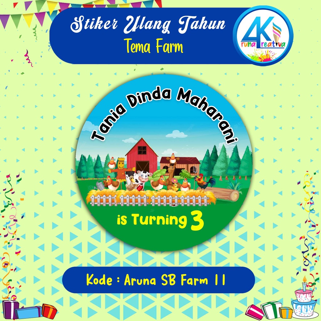 Jual ArunaKreativa Stiker Ulang Tahun Tema Farm / Stiker Ultah Birthday | Shopee Indonesia