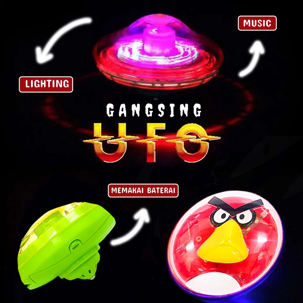Jual Mainan Anak Gasing Lampu/Flash Ufo Karakter Angry 201F | Shopee ...