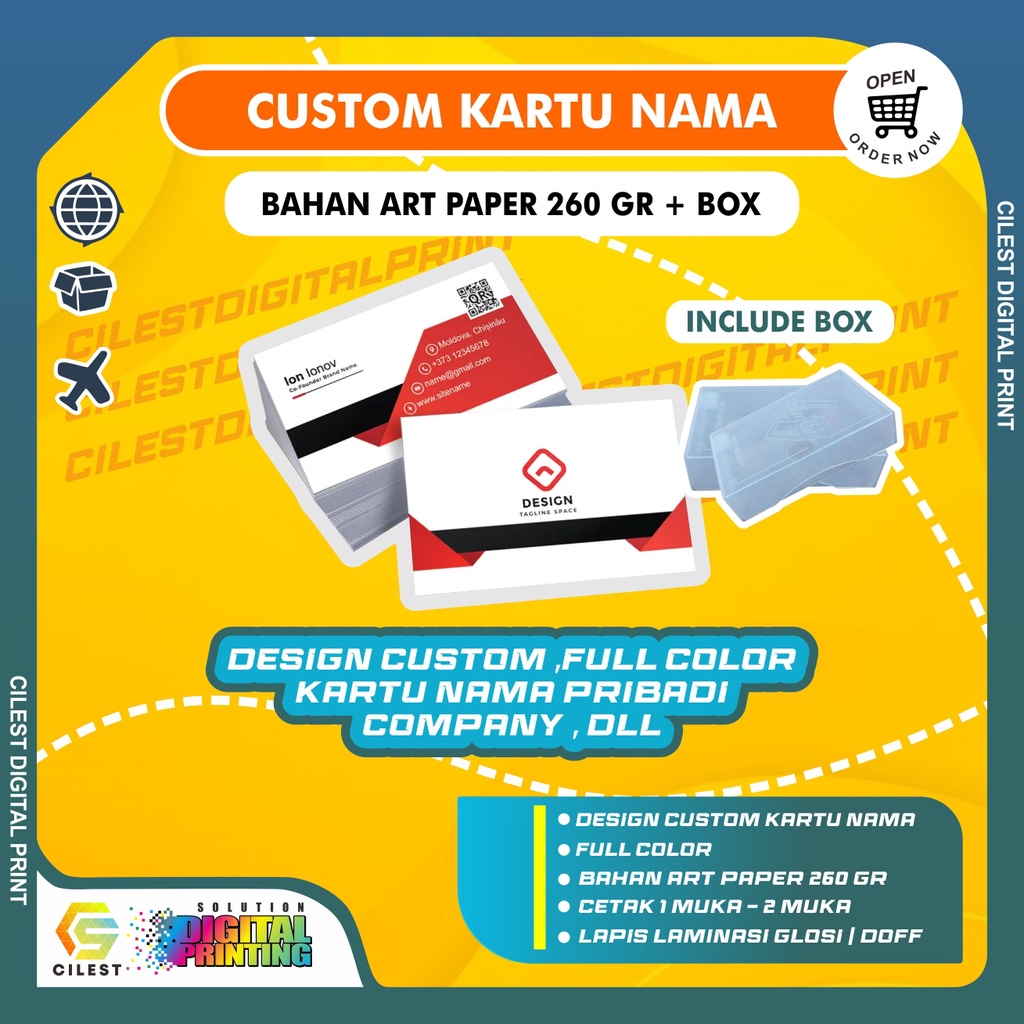 Jual COSTUM KARTU NAMA BAHAN AP 260GR FULL COLOR, PLUS BOX | Shopee ...
