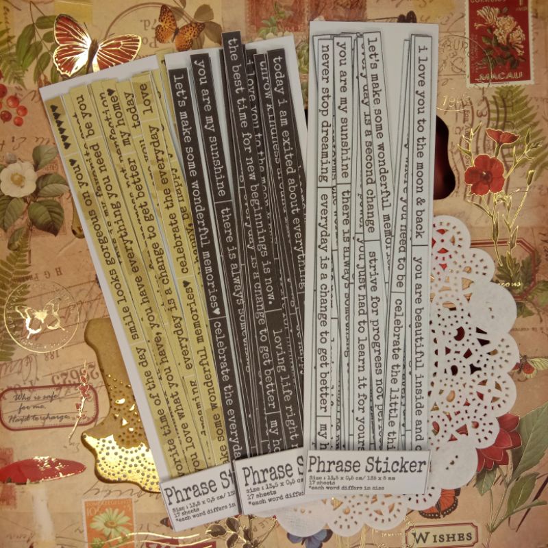 Jual sticker phrase, sticker kata, kalimat untuk diy, jurnal, scrapbook ...