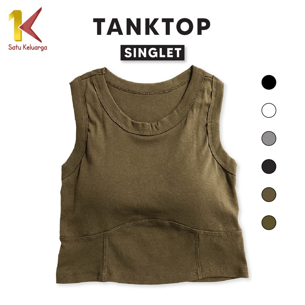 Jual 1K Atasan Tanktop Singlet Wanita With Cup Polos Tanpa Kawat Sport ...