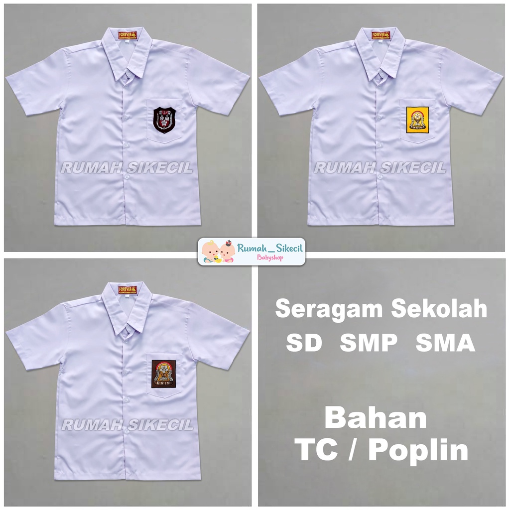 Jual Seragam SD SMP SMA Hem Putih Pendek Seragam Sekolah Kemeja Pendek ...