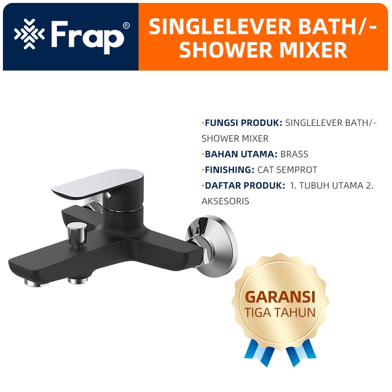 Jual FRAP IF3002-6 Kran Shower Bathub Mixer Panas Dingin (Hitam ...