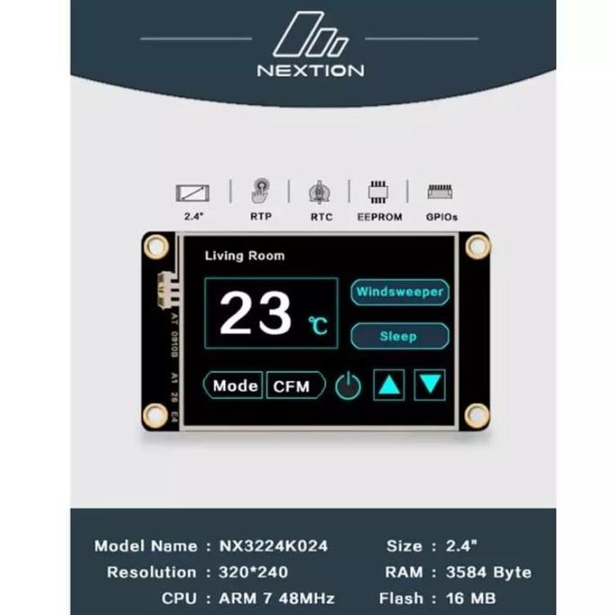Jual Nextion Enhanced Nx3224K024 - 2.4'' Hmi Lcd Touchscreen Serial Usart | Shopee Indonesia