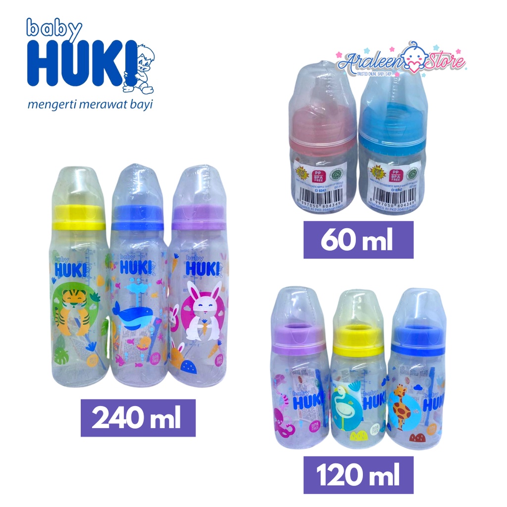 Jual HUKI Baby Botol Susu 60ml 120ml 240ml Dot Nipple Sillicon Gepeng ...