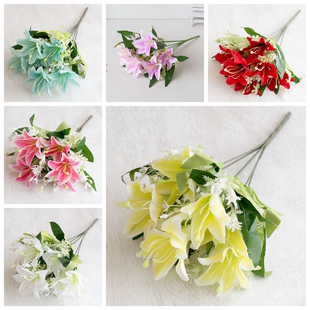 Jual BUNGA LILY ARTIFICIAL 7 CABANG BUNGA PLASTIK BUNGA PALSU BUNGA ...