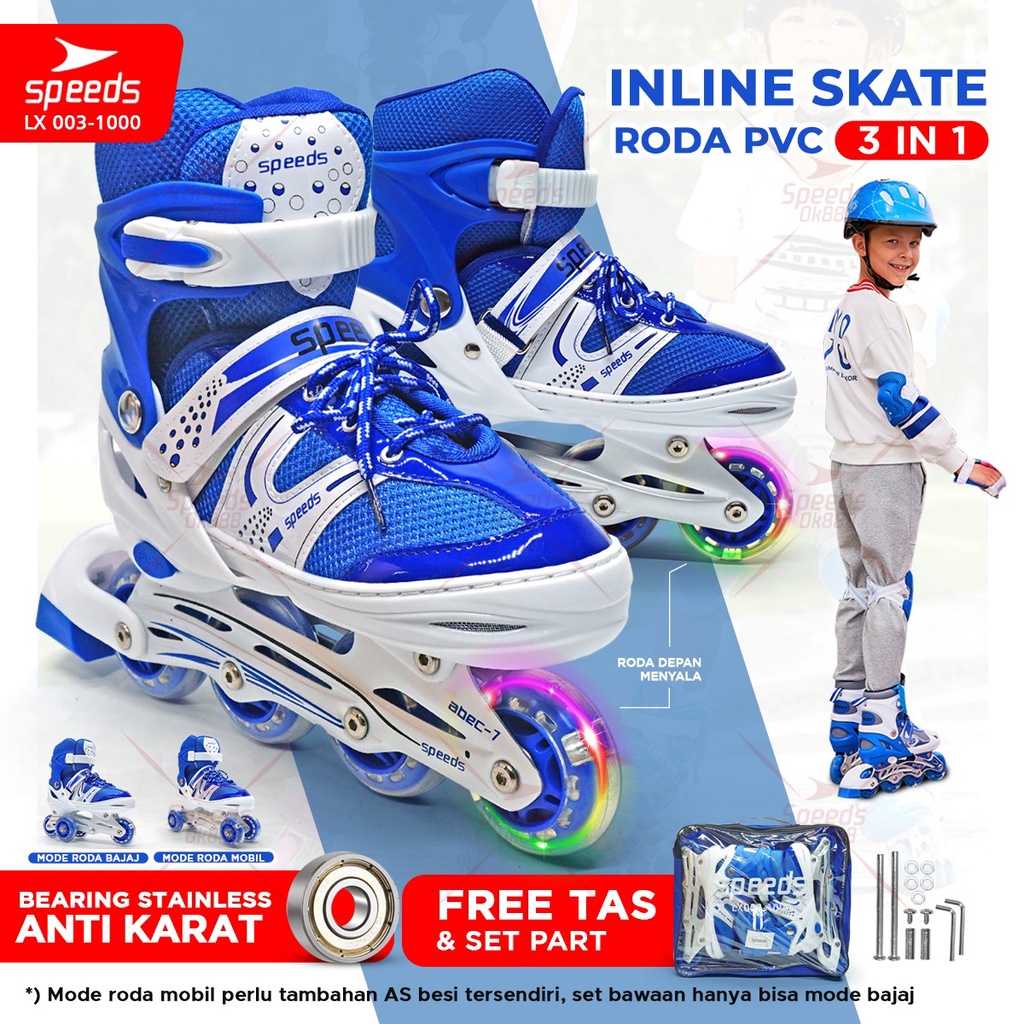 Jual SPEEDS Sepatu Roda Roller Skate Skate Anak Inline Roda Full Karet ...