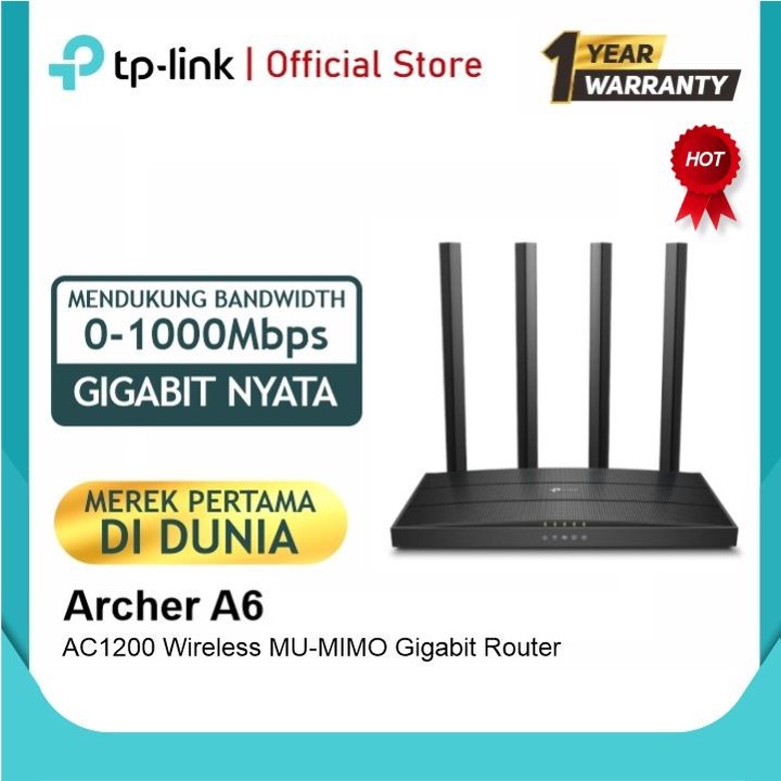 Jual TP-LINK Archer A6 AC1200 Wireless MU-MIMO Gigabit Router | Shopee ...