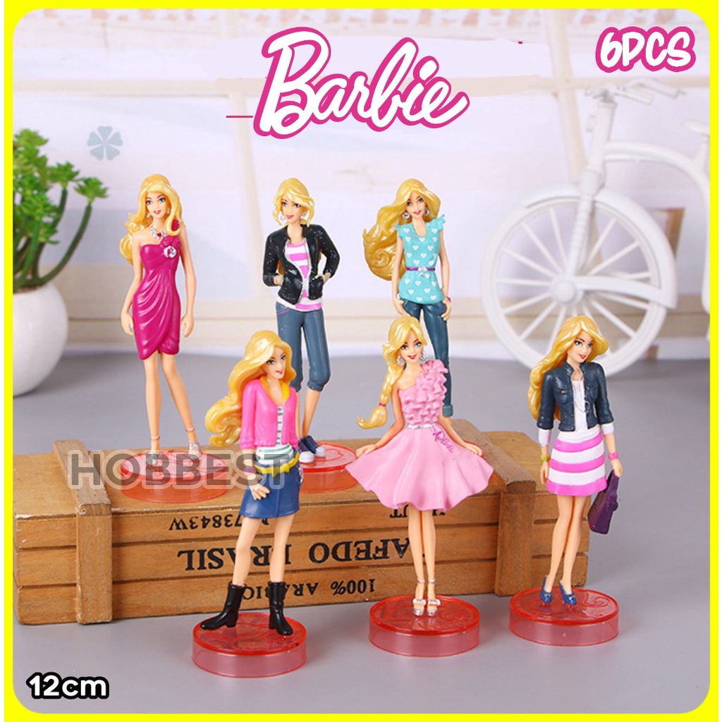 Jual Action Figure BARBIE DOLL set isi 6 pcs - Miniatur Topper Kue ...