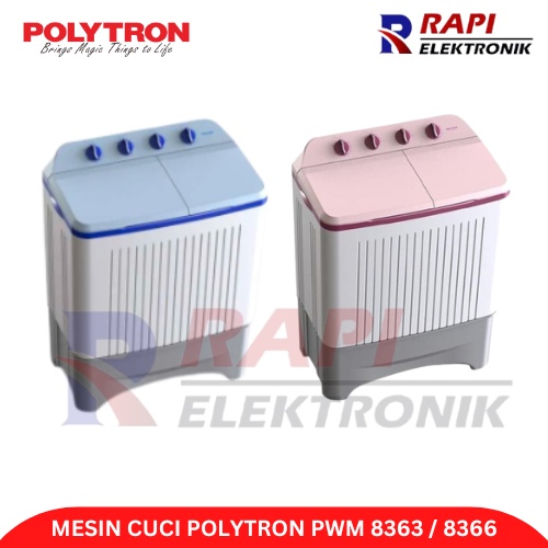 Jual MESIN CUCI 2 TABUNG/ TWIN TUB POLYTRON PWM 8366 / 8363 | Shopee ...