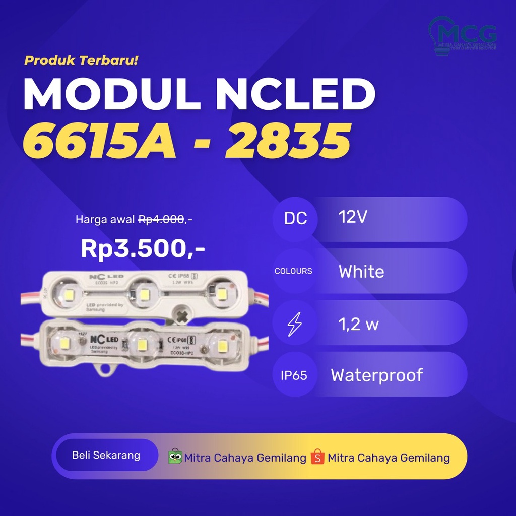 Jual LAMPU MODULE LED 3 MATA NC LED SAMSUNG 6615A - 2835 WHITE LED ...