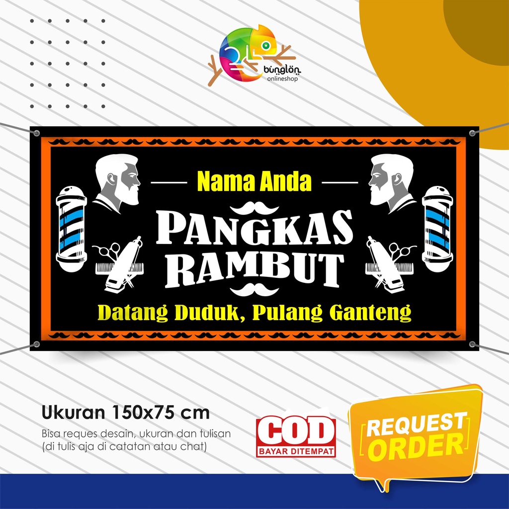 Jual Spanduk, Banner Pangkas Rambut, Datang Duduk Pulang Ganteng ...