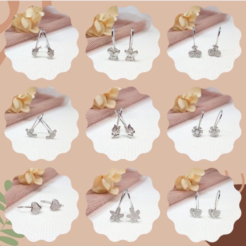 Jual Anting Kait Perak Asli 925 Lapis Mas Putih - AK061 | Shopee Indonesia