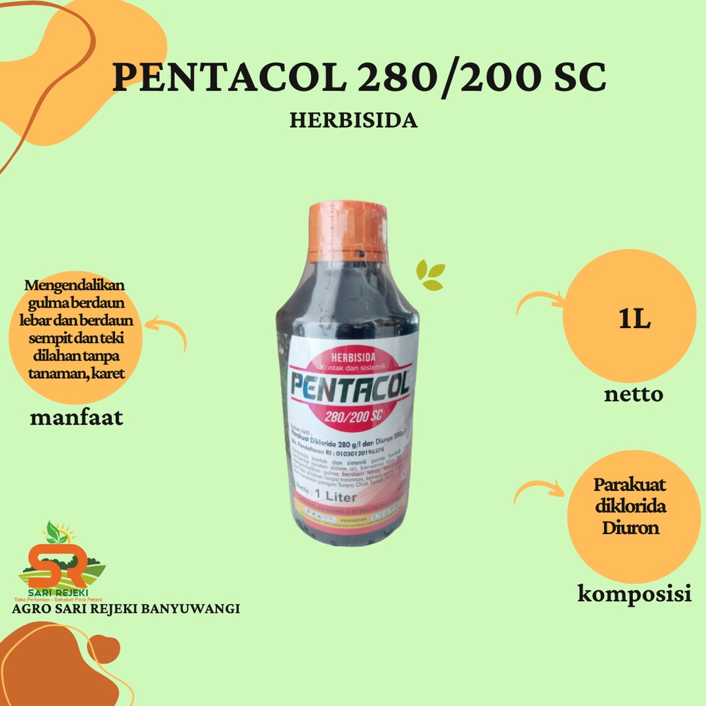 Jual PENTACOL 280/200SC 1L (BAHAN AKTIF PARAKUAT DIKLORIDA DAN DIURON ...