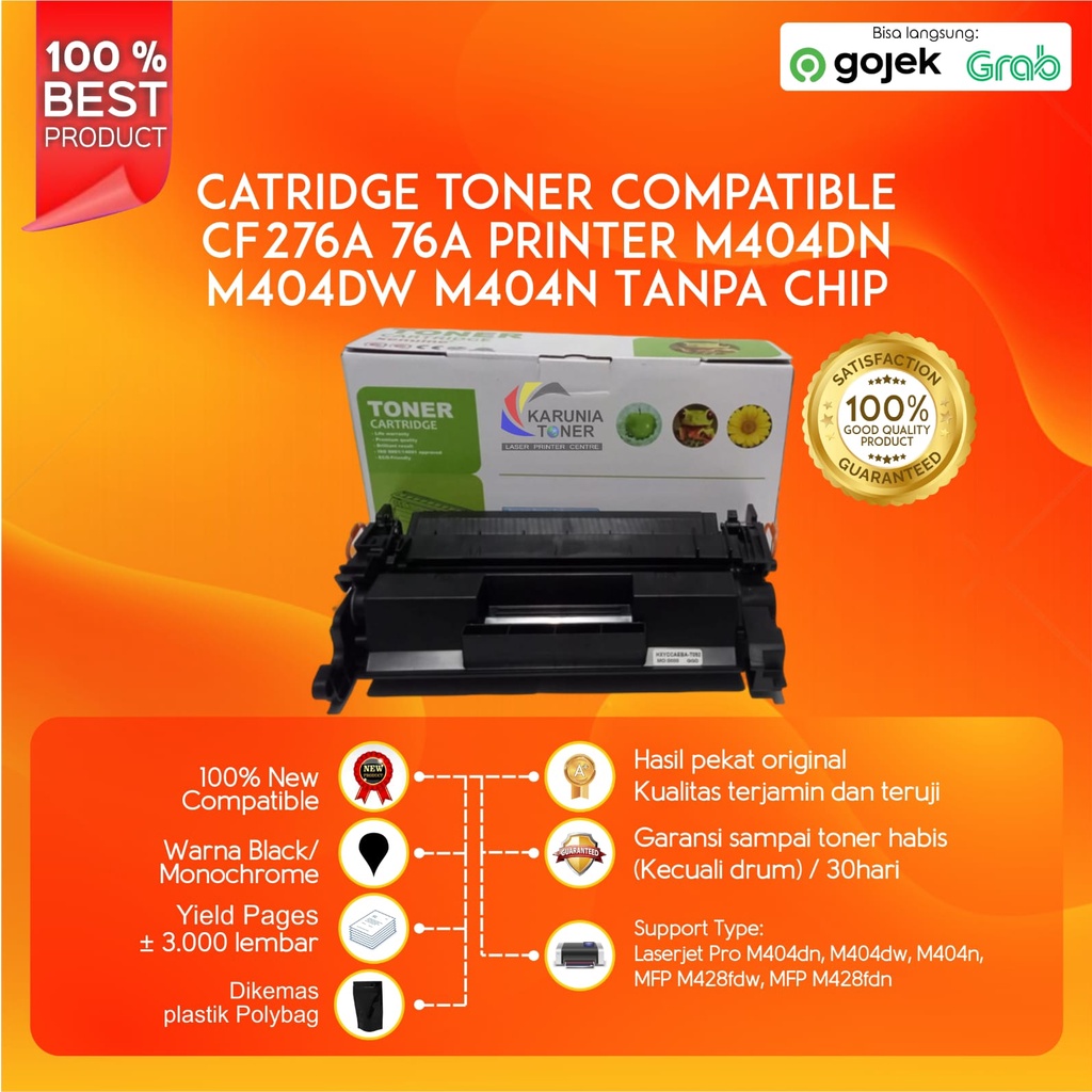 Jual TONER CARTRIDGE CF276A 76A M404dn M404dw M404n LaserJet Pro M428 ...