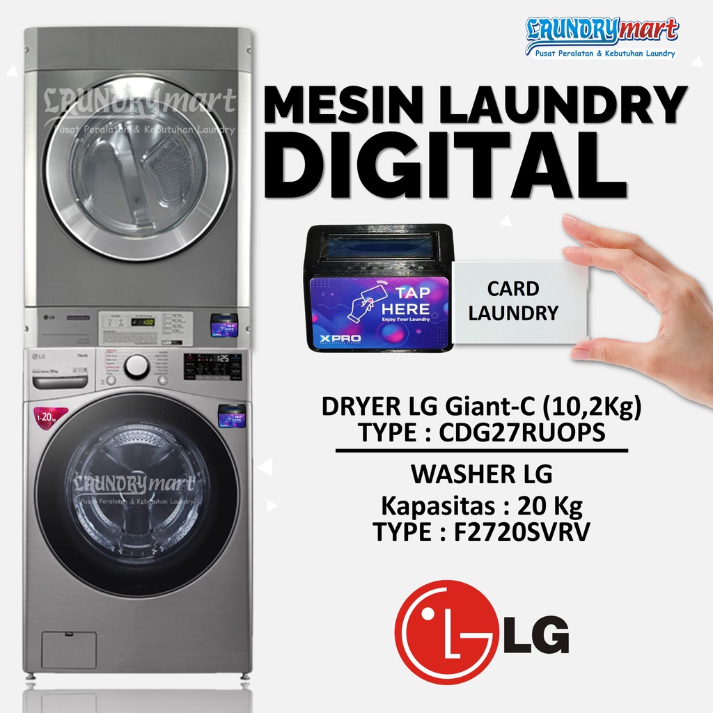 Jual MESIN LAUNDRY STACKED WASHER LG 20 KG + DRYER LG GIANT C | Shopee Indonesia