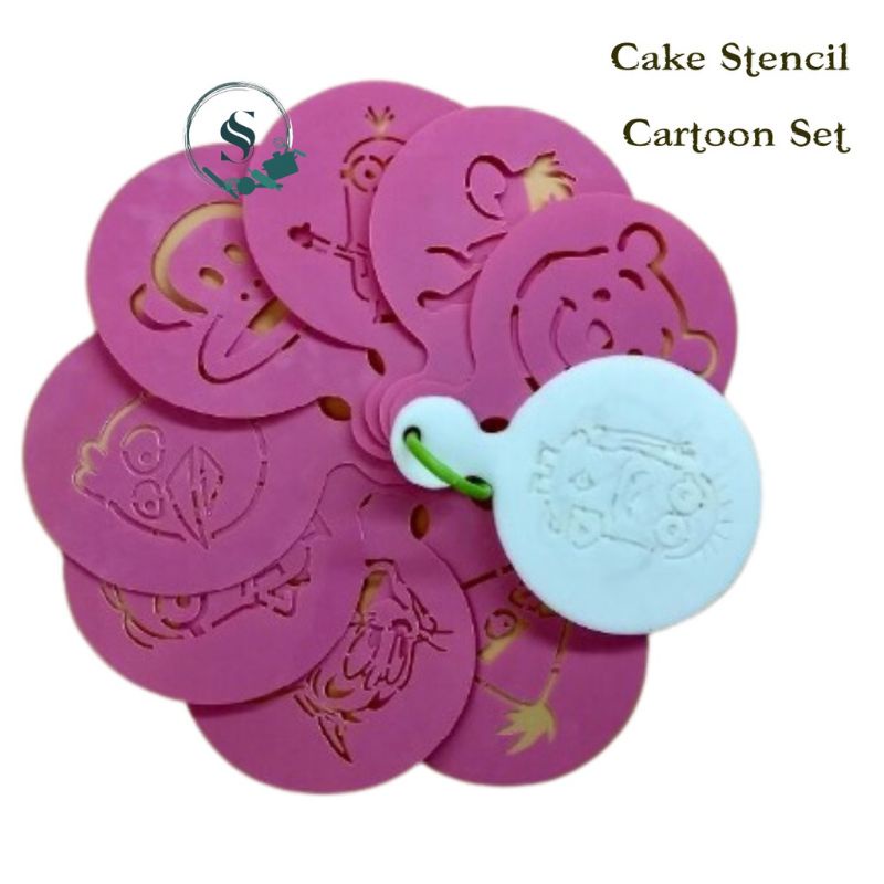 Jual (SSG) Cetakan Kue Hiasan Taburan Cake Stencil Cartoon Set | Shopee ...