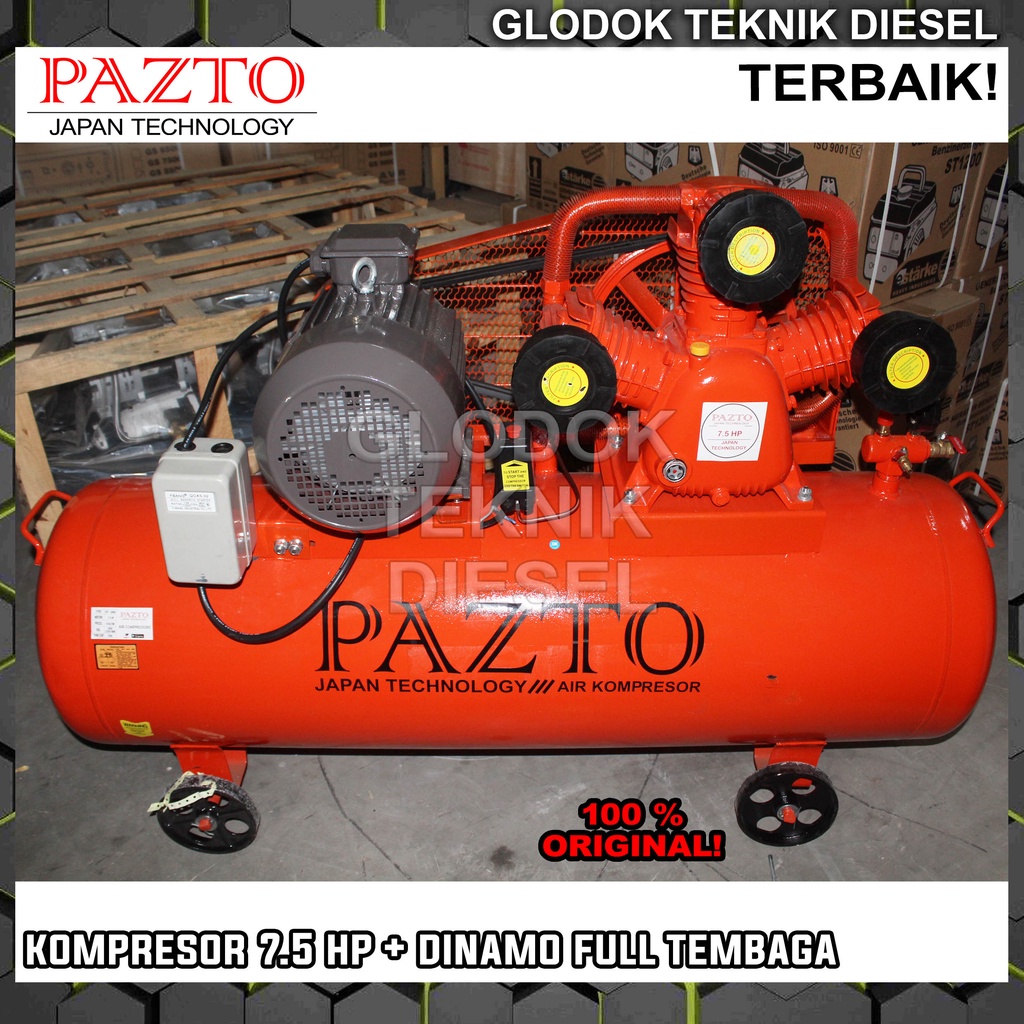 Jual PAZTO Kompresor Angin 7.5 HP + Dinamo Motor Tembaga Compressor ...
