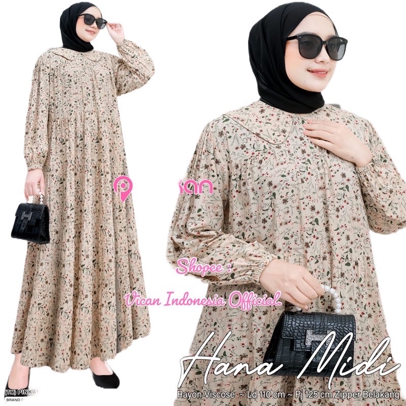 Jual [vican] New Jessica Alesa Avela Midi Dress Gamis Rayon Wanita