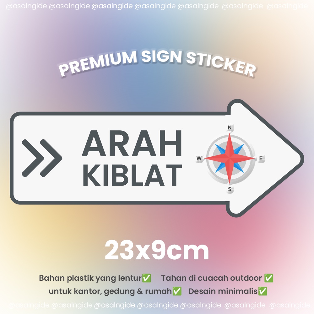 Jual STIKER PETUNJUK ARAH KIBLAT - SIGN STICKER - stiker dinding ...