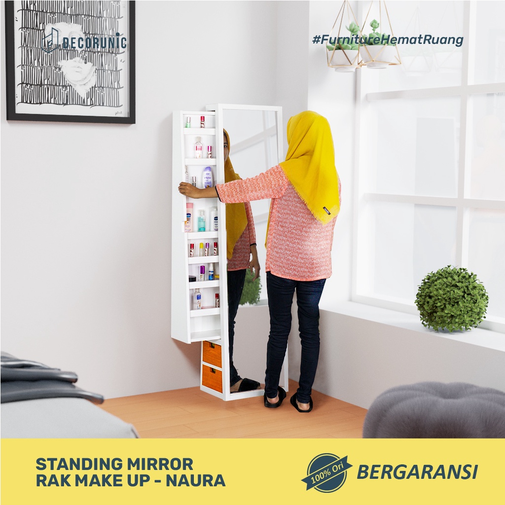 Jual Decorunic Standing Mirror Cermin Full Body Dengan Rak Make Up ...