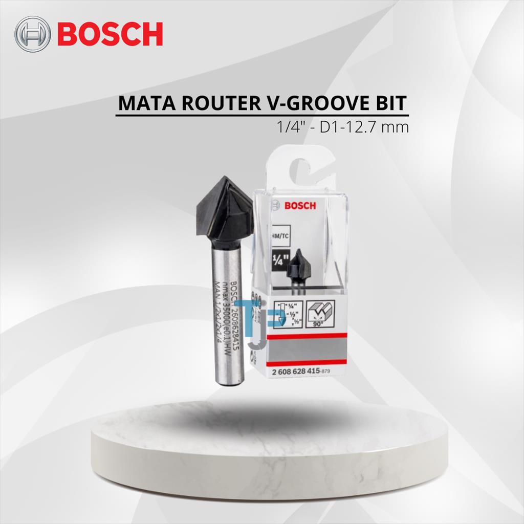 Jual Mata Router V-Groove bit BOSCH 1/4" D1-12.7mm PN.2608628415 ...