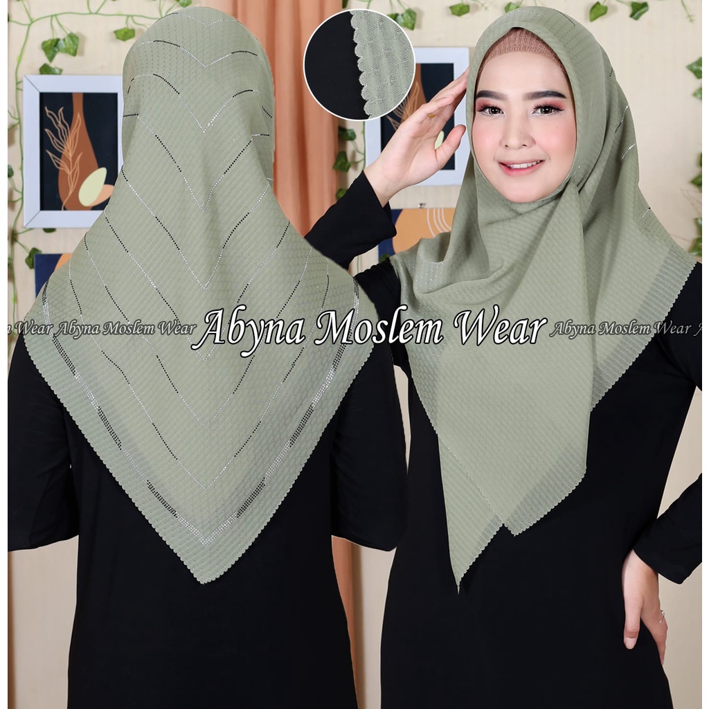 Jual Hijab Segi 4 Empat Laser CUT SWAROVSKI POLLYCOTTON WAFLE | Shopee Indonesia