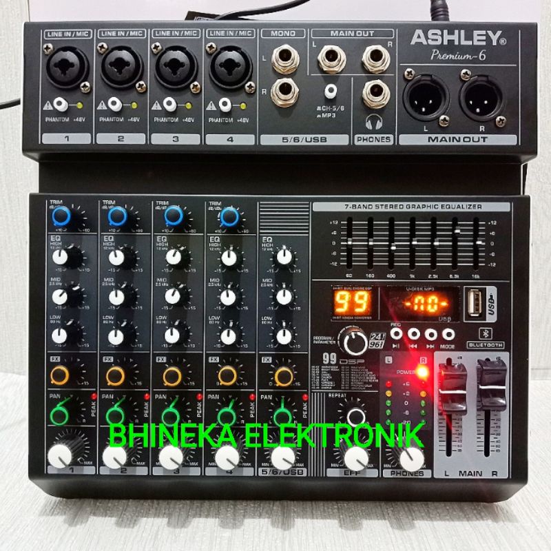 Jual MIXER AUDIO ASHLEY PREMIUM6 / PREMIUM 6 6 CHANNEL USB, BLUETOOTH | Shopee Indonesia