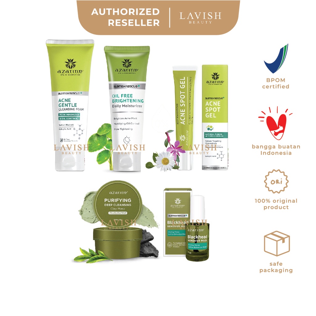 Jual AZARINE Anti Acne Cleansing Foam, Oil Free Brightening Moisturizer ...