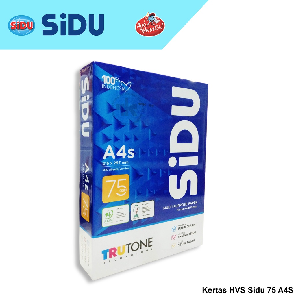 Jual Kertas Hvs 75 A4s Sidu Print Fotocopy Shopee Indonesia