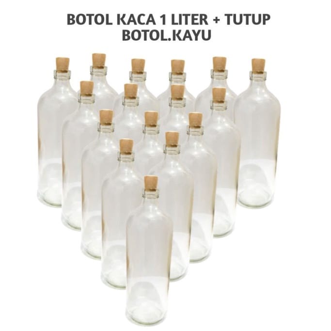 Jual / 10 ( SEPULUH ) BOTOL KACA 1 LT + tutup plug baru / BOLLES ...