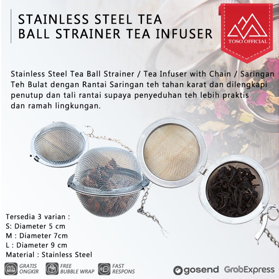 Jual STAINLESS STEEL TEA BALL STRAINER TEA INFUSER SARINGAN TEH BULAT ...
