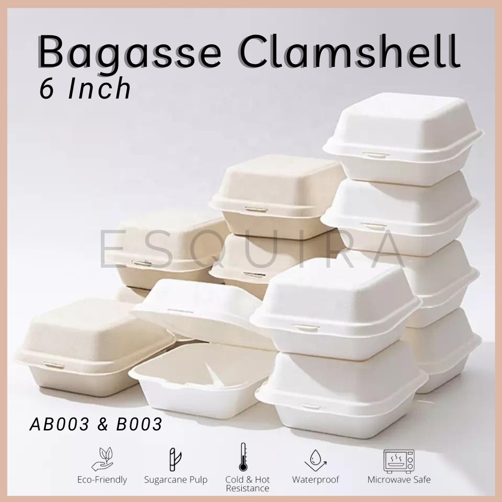 Jual Sugarcane Bagasse Burger / Korean Cake Box / Lunch Box / 25 Pcs ...
