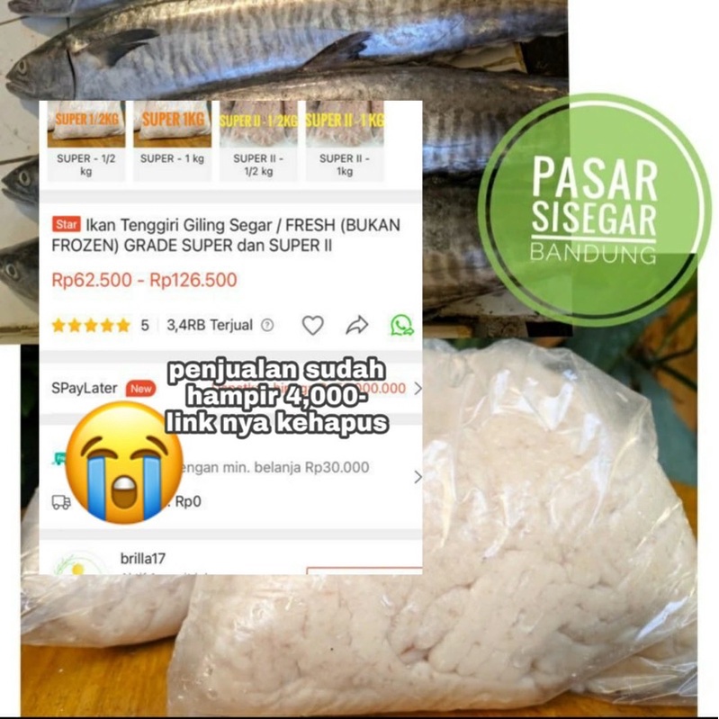 Jual Ikan Tenggiri Giling Segar / FRESH (BUKAN FROZEN) dan FROZEN ...
