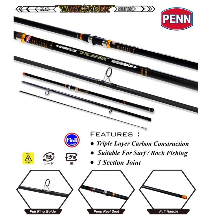 Jual Joran PENN Warmonger Surf 390/420/450 full fuji | Shopee Indonesia