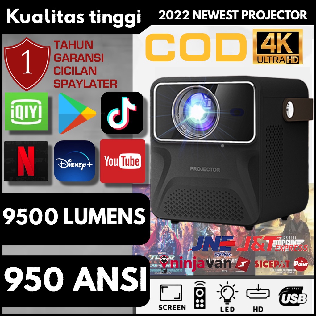 Jual proyektor mini portable hp HD 1080P LED WIFI Android Video ...