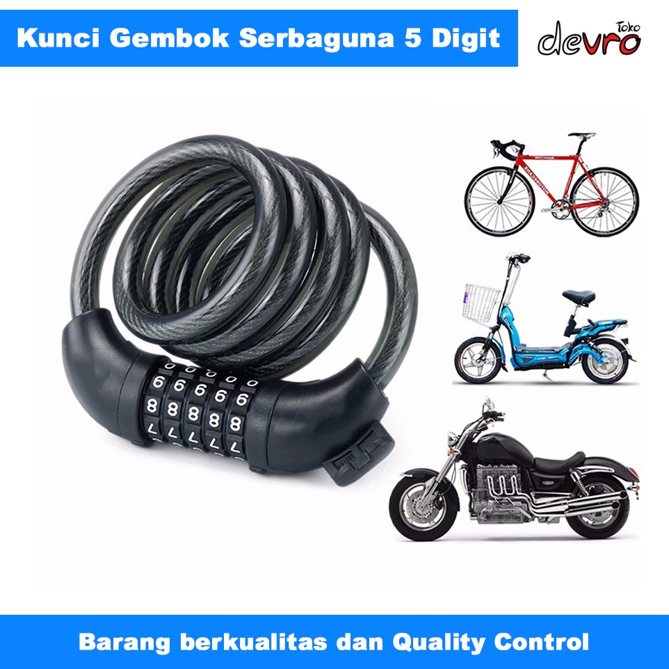 Jual Gembok Serbaguna Motor Scooter Sepeda - Gembok Sepeda Kode Angka 5 ...