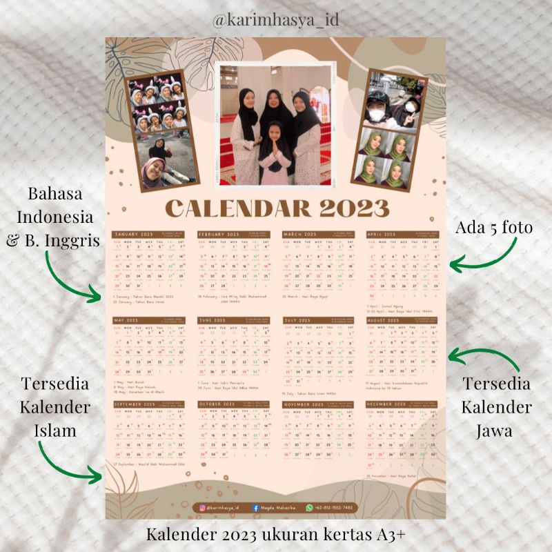 Jual KALENDER 2023 CUSTOM FOTO SENDIRI AESTHETIC VIRAL MURAH KEKINIAN ...