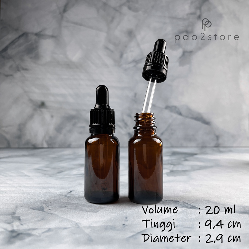 Jual Botol Pipet 20ml Kaca Tebal Amber Coklat - Serum Tetes Pipette ...