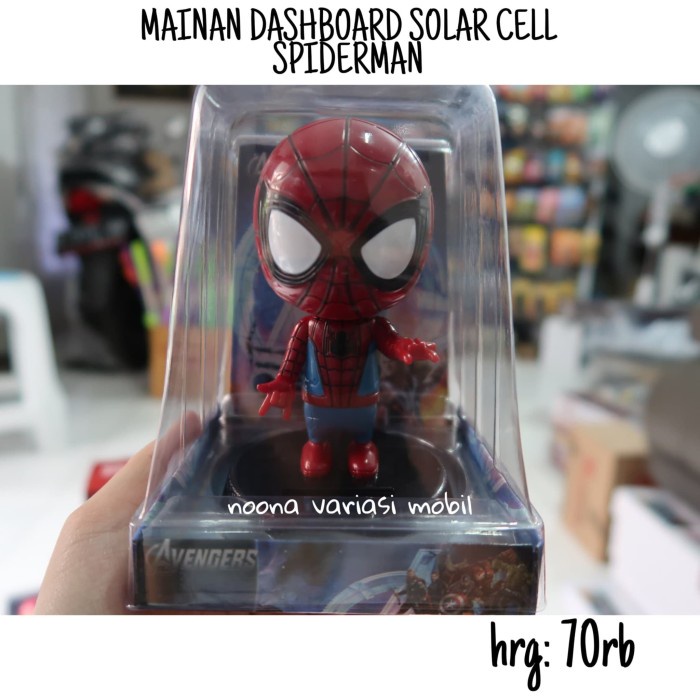 Jual mainan dashboard goyang spiderman solar cell boneka pajangan ...