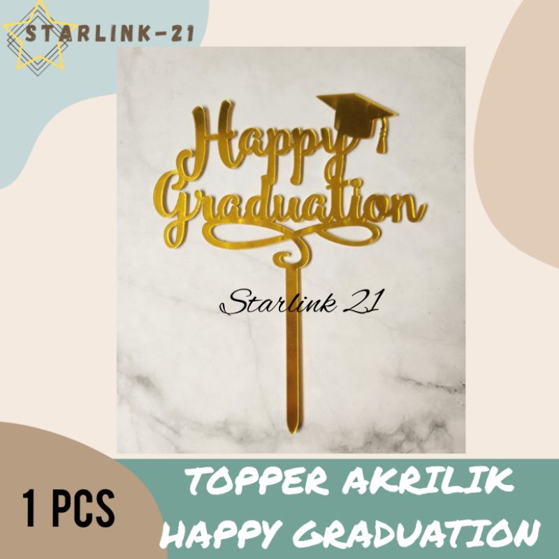 Jual TOPPER AKRILIK HAPPY GRADUATION | Topper Kue Wisuda | Shopee Indonesia