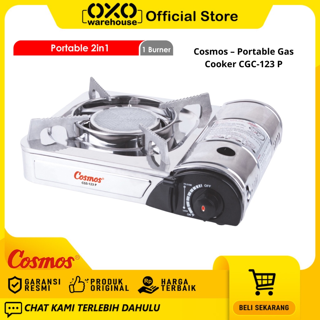 Jual Cosmos Portable Gas Cooker CGC-123 P 1 Tungku Stainless Steel Anti ...