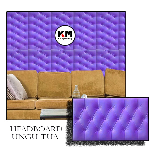 Jual KM Wallpaper 3D Foam Headboard Ungu Tua Dinding Busa Stiker Wall ...