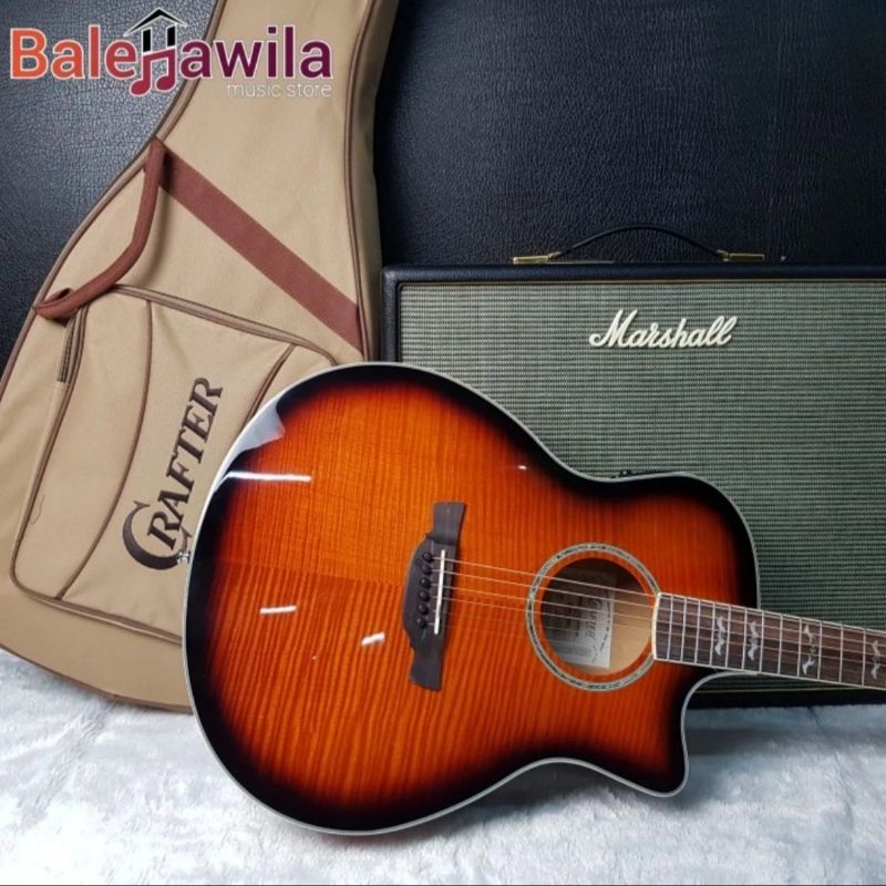 Jual Gitar Akustik Elektrik CRAFTER NOBLE VTG Edition Flame Maple Ori ...