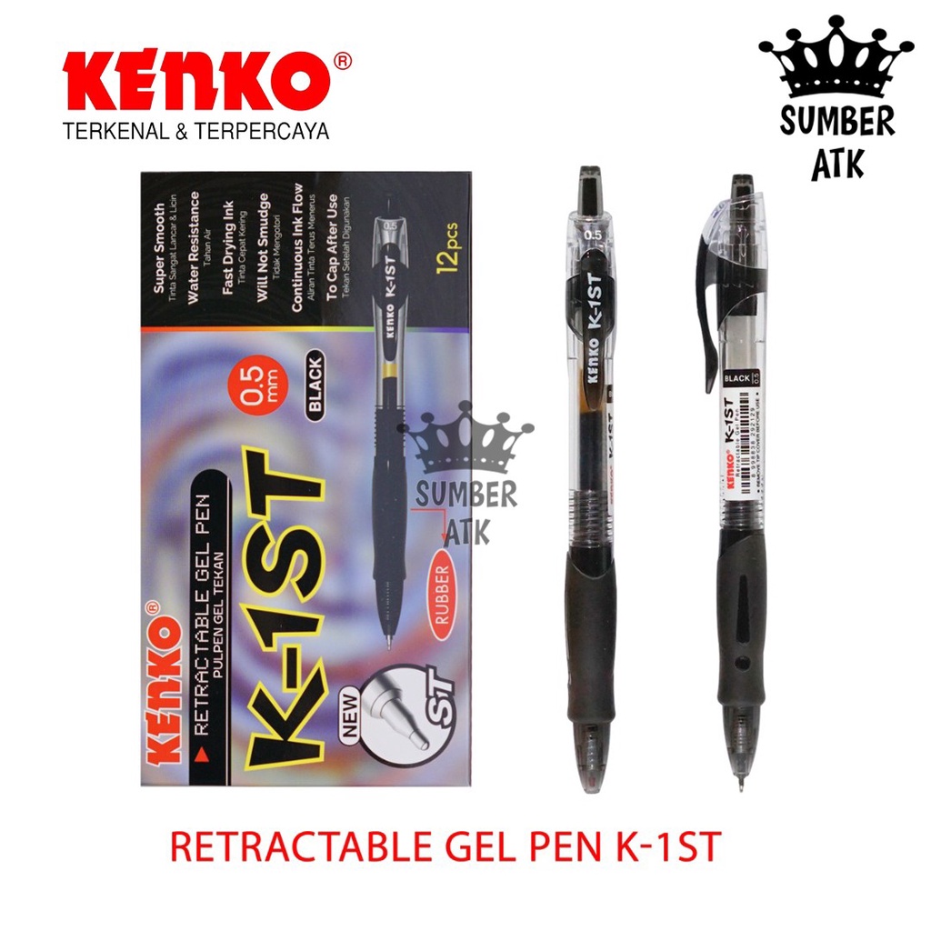 Jual Pena / Pulpen KENKO GEL PEN K-1ST Retractable Gel pen Cetek K-1 ST ...