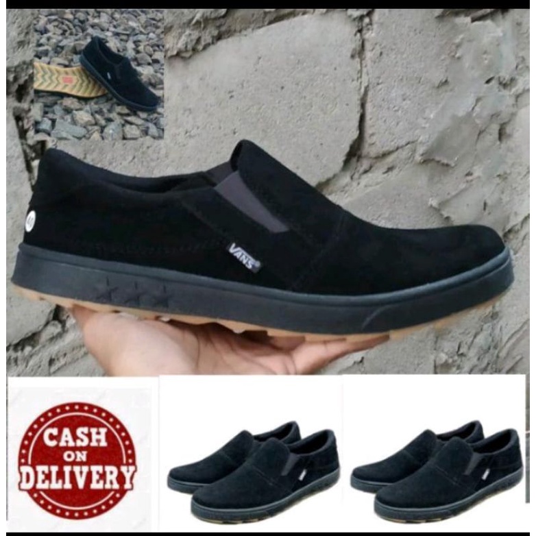 Jual SEPATU KASUAL VANS SLIP ON HITAM SEPATU TANPA tali | Shopee Indonesia