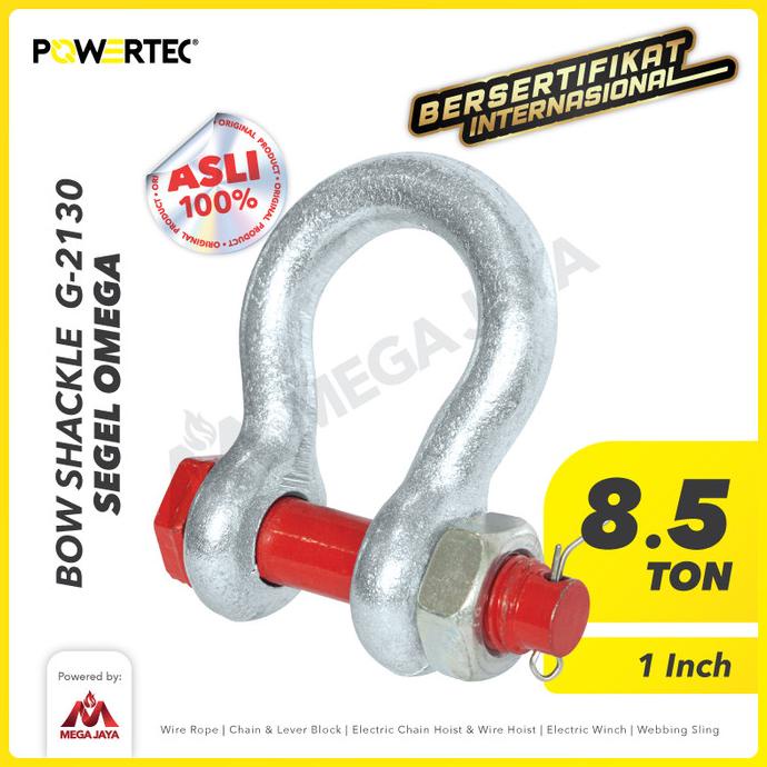 Jual Bow Shackle Omega G2130 8.5 Ton 1" Powertec Segel Bolt Type ...