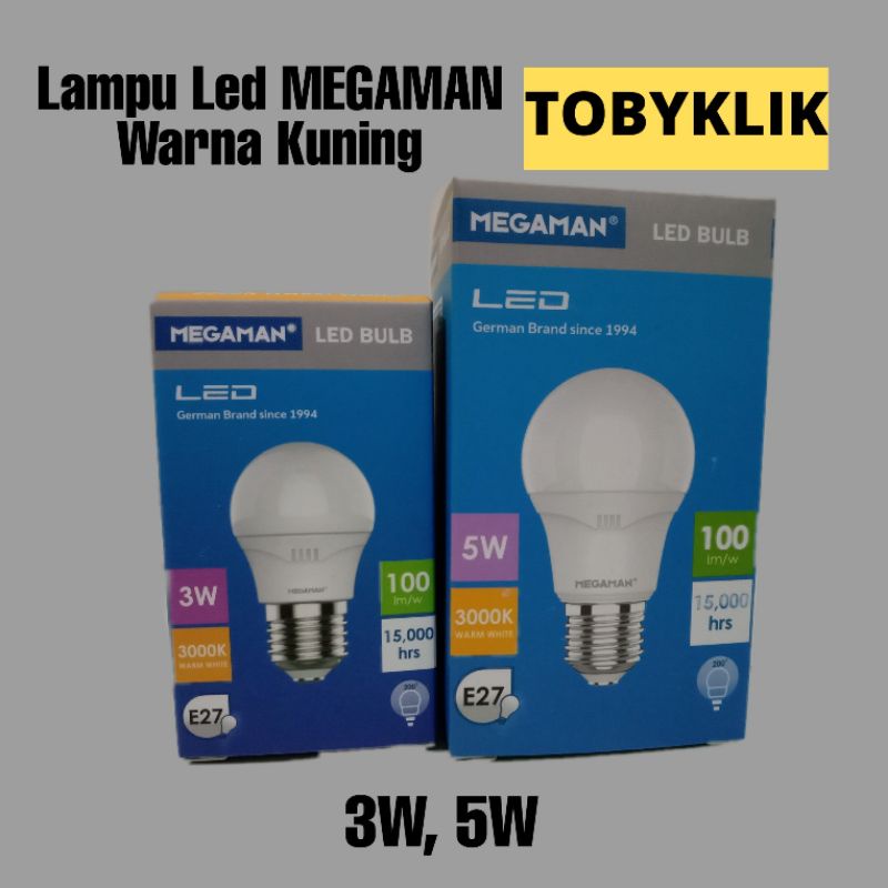 Jual Lampu LED Bohlam A bulat MEGAMAN Kuning 3W 5W | Shopee Indonesia